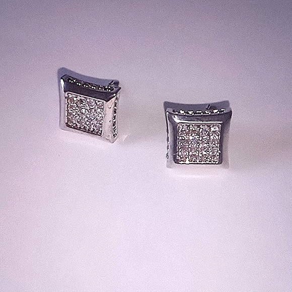 Jewelry | Clear Crystal 11mm Platinum Plated Square Bling Studs Set ...